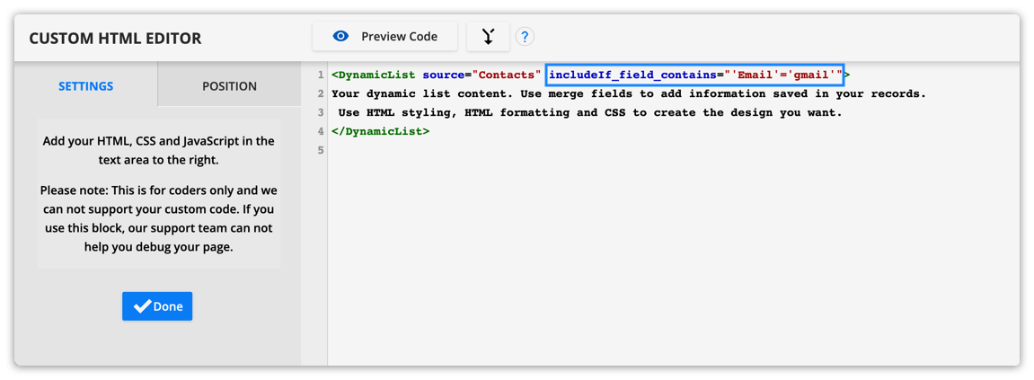 Dynamic list HTML | Ontraport Support Center