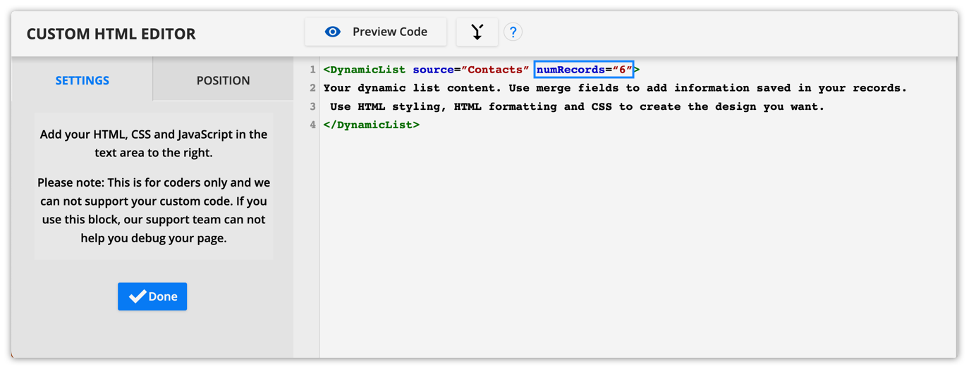 Dynamic list HTML | Ontraport Support Center